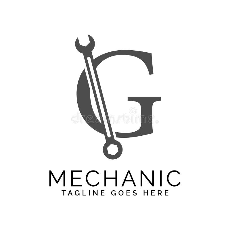 Letter G Logo with Wrench. Alphabet G Spanner Icon Design Stock Vector ...