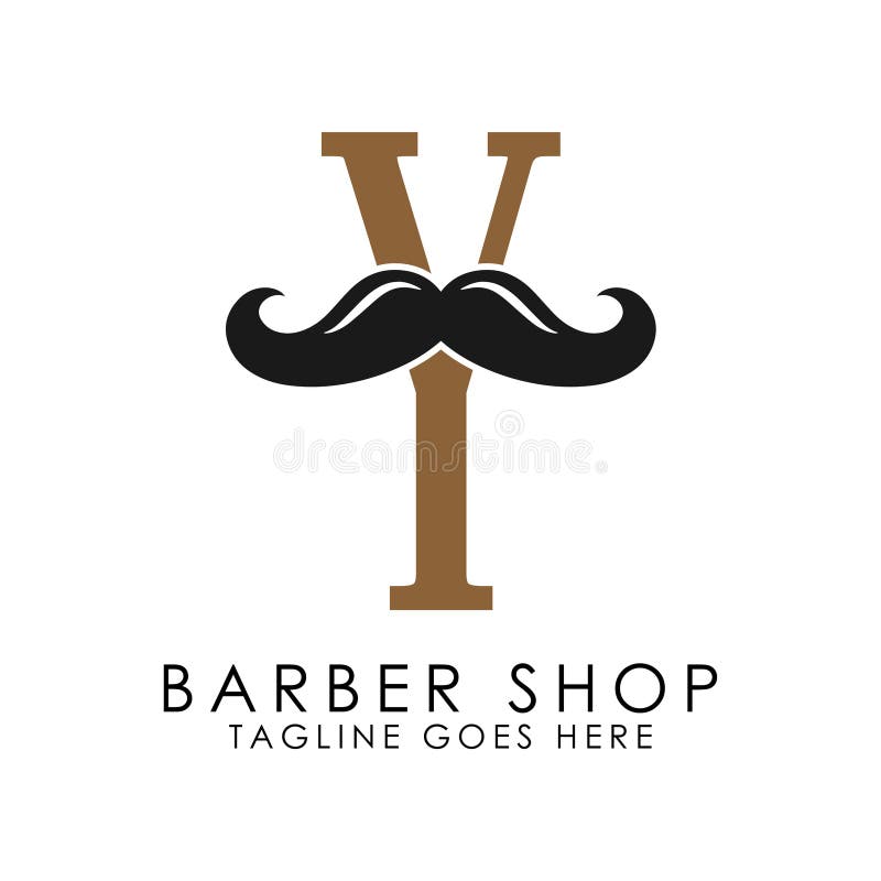 Initial Letter Y Mustache Logo Design. Alphabet Y Barber Shop Icon ...