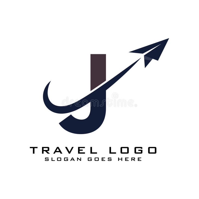 Letter J Travel Logo Icon Design with Plane Graphic Element for Travel ...