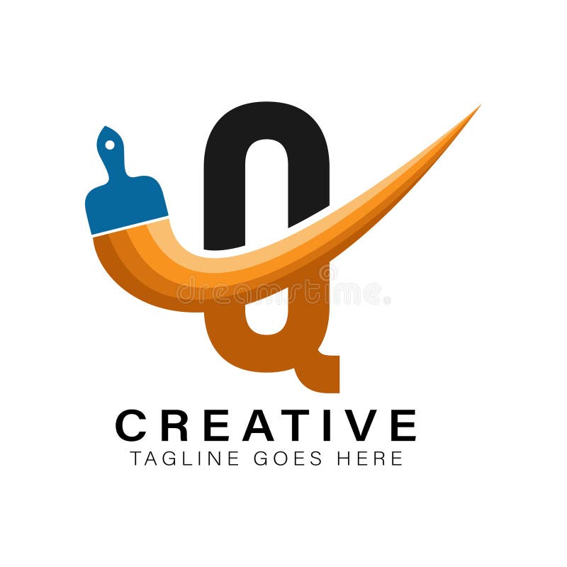 Letter Q Paint Brush Logo. Alphabet Q House Paint Business Icon Stock ...