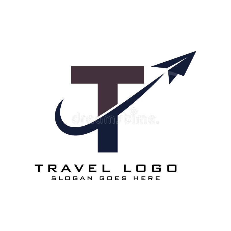 Letter T Travel Logo Icon Design with Plane Graphic Element for Travel ...