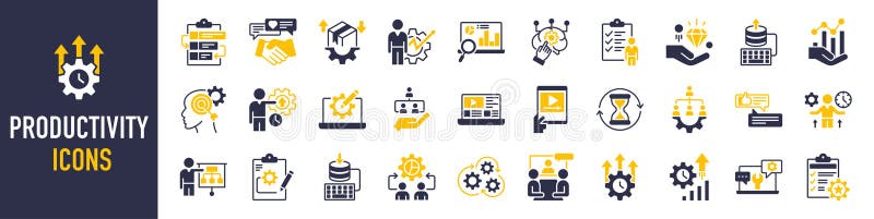 Productivity icon set. stock vector. Illustration of handshake - 310692906