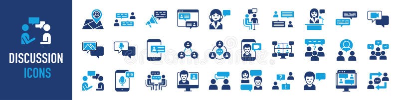 Discussion Icons Set. Communication. Stock Vector - Illustration of ...