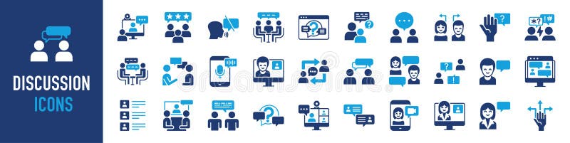 Discussion Icons Set. Communication, Speech Bubble. Stock Vector ...