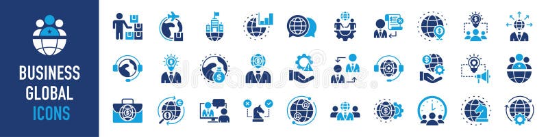 Business global icon set. stock vector. Illustration of success - 310693037