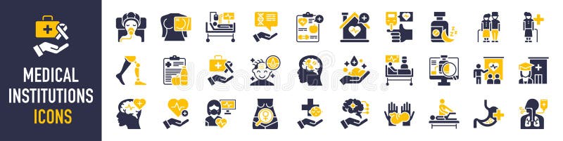 Medical Institutions Icon Set. Stock Vector - Illustration of sign ...