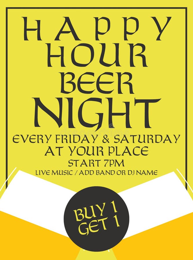 Happy Hour Beer Night Party Poster Flyer Social Media Post Design Stock ...