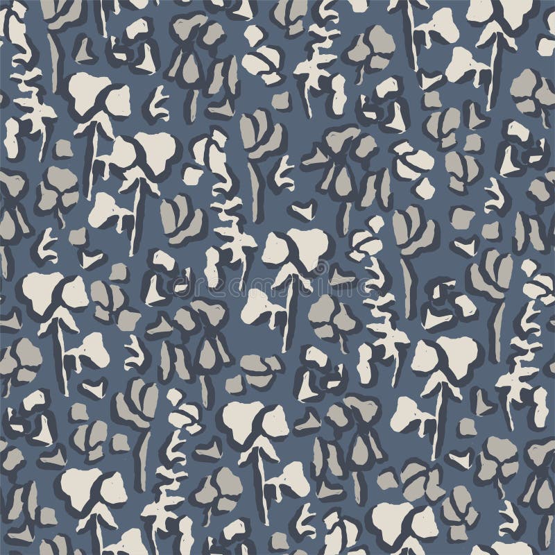 Vector Abstract Doodle Floral Illustration Seamless Repeat Pattern ...