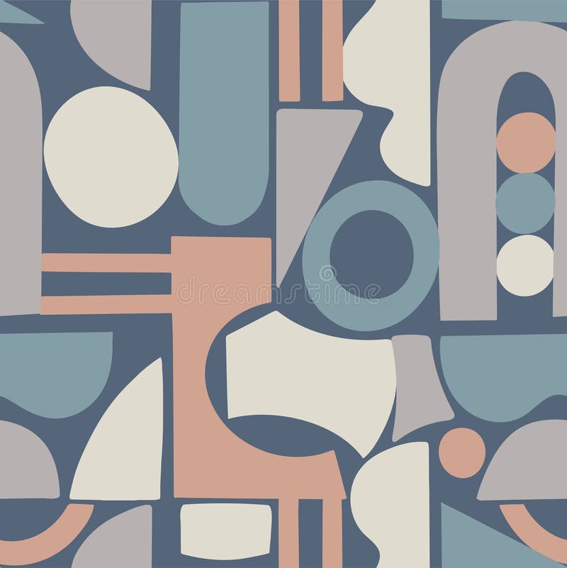 Vector Geometric Shapes Illustration Seamless Repeat Pattern Digital ...