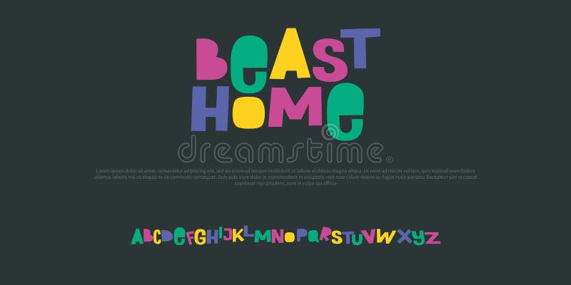 Beast Home Alphabet Fonts.. Vector Illustration Stock Vector ...