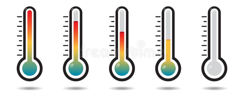Different Temperature Thermometer Icons Set. Changing Temperature from ...