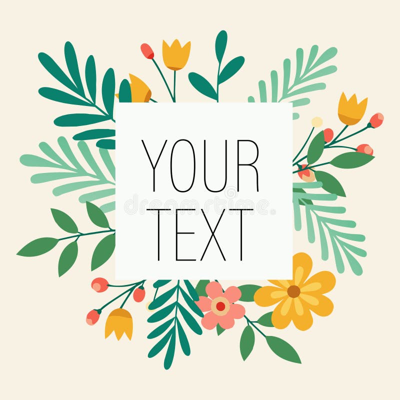 Floral Card Template with Place for Your Text. Vector Illustration ...