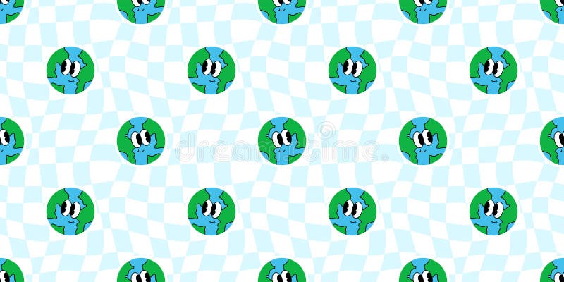 Earth Character Checkered Seamless Pattern Stock Vector - Illustration ...
