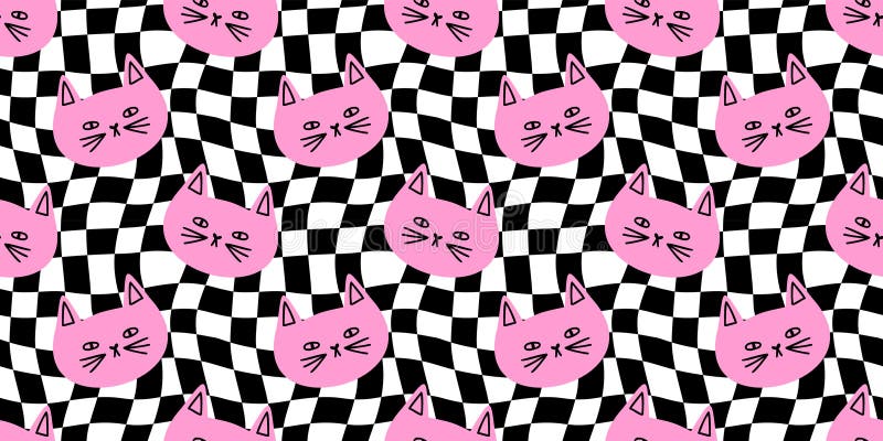Funny Cat Animal Cartoon Seamless Pattern Stock Vector - Illustration ...