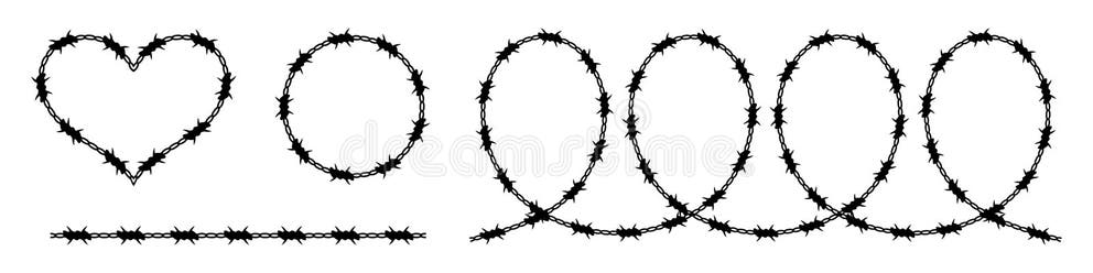 Black and White Barbed Wire Shape Set Illustration Stock Vector ...
