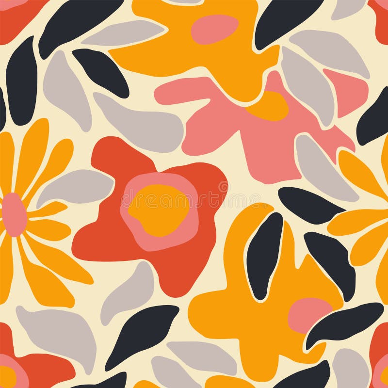 Abstract Flower Art Seamless Pattern Illustration Stock Vector ...