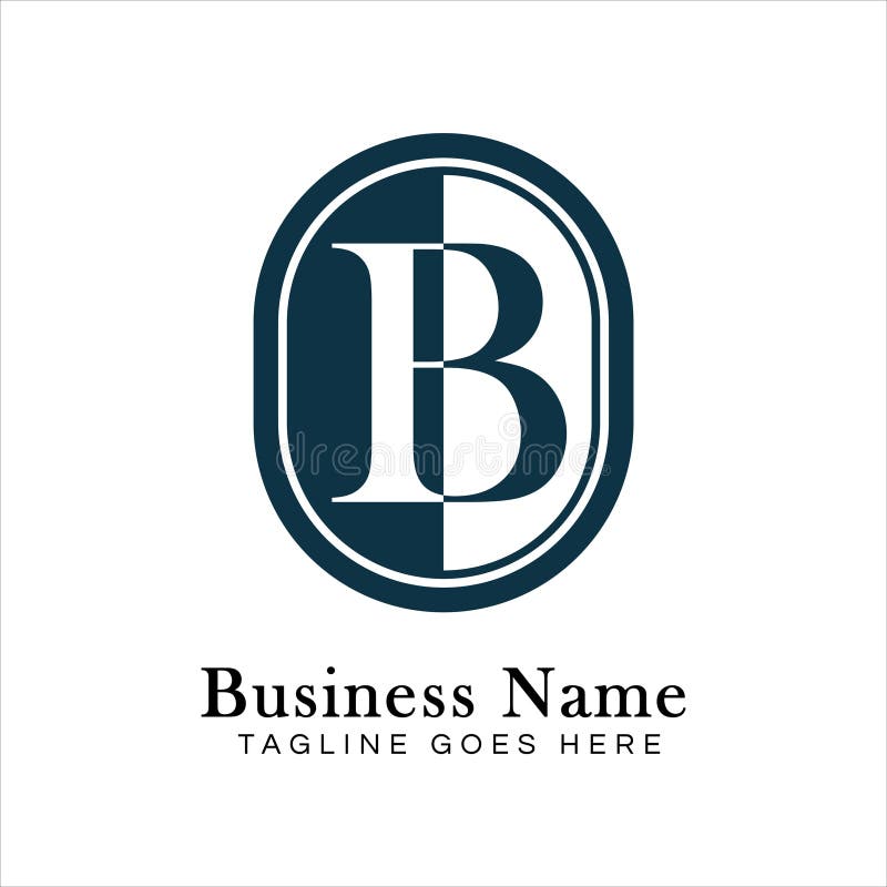 Letter B Logo in Oval Shape. Alphabet B Business Icon in Round Shape ...
