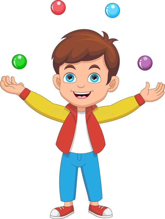 Cute Little Boy Juggling Cartoon Stock Vector - Illustration of funny ...