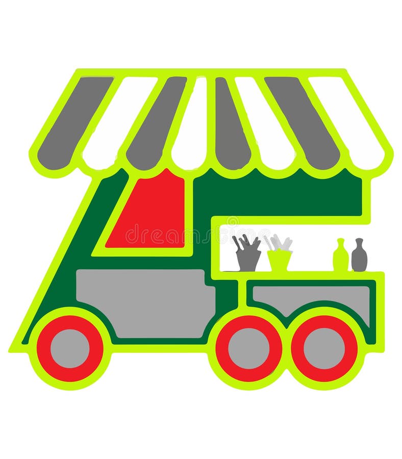 Icon with a Green Food Drink Cart Stock Vector - Illustration of buying ...