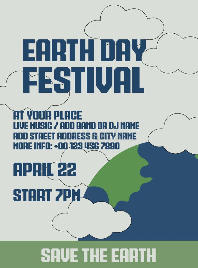 Earth Day Festival Poster Flyer Social Media Post Design Stock Vector ...