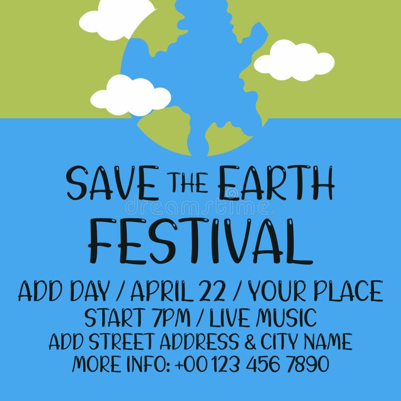 Earth Day Celebration Poster Flyer Social Media Post Design Stock ...