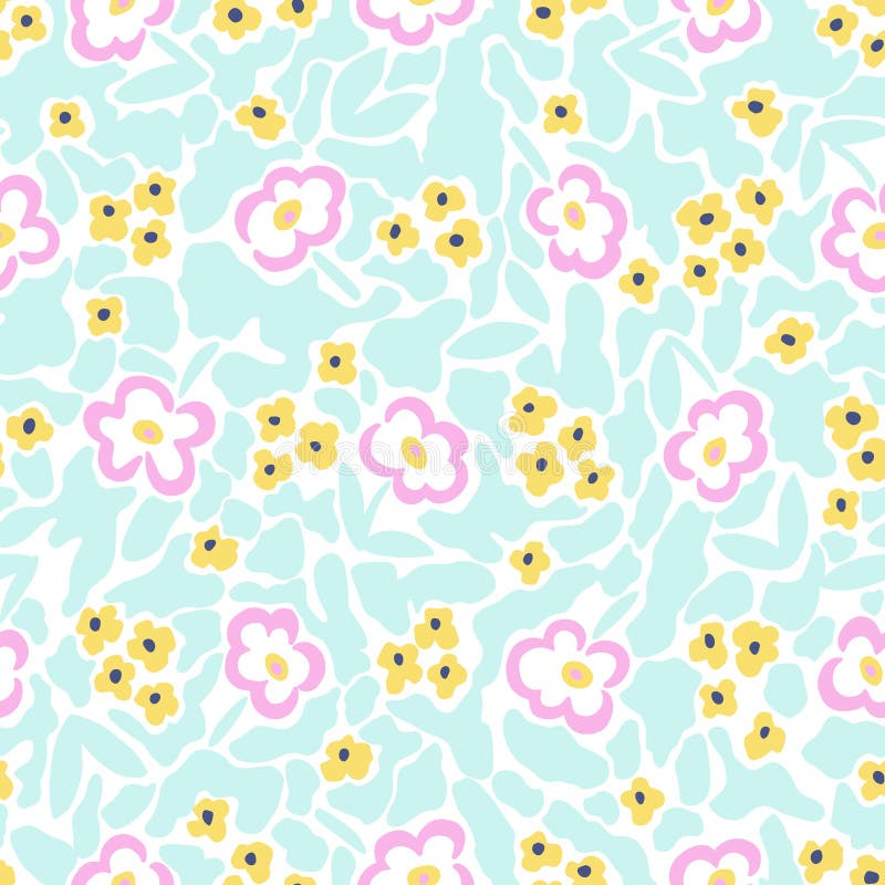 Cute and Small Illustration Floral Seamless Repeat Pattern Digital ...