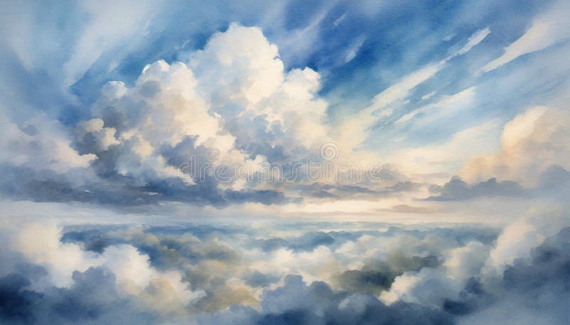Beautiful Cloudscape with Blue Sky and White Cloud Background, Digital ...