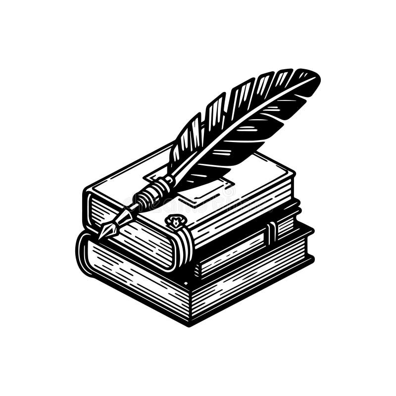 Hand-drawn Vintage Books. Sketch Old School Literature, Ink Pen Stock ...