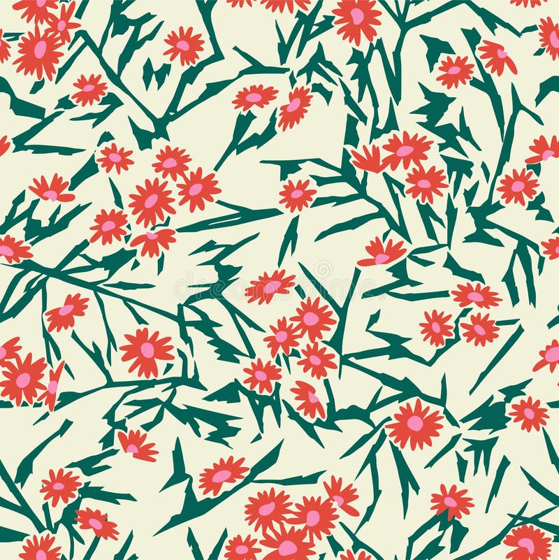 Modern Floral Illustration Seamless Repeat Pattern Digital Artwork ...