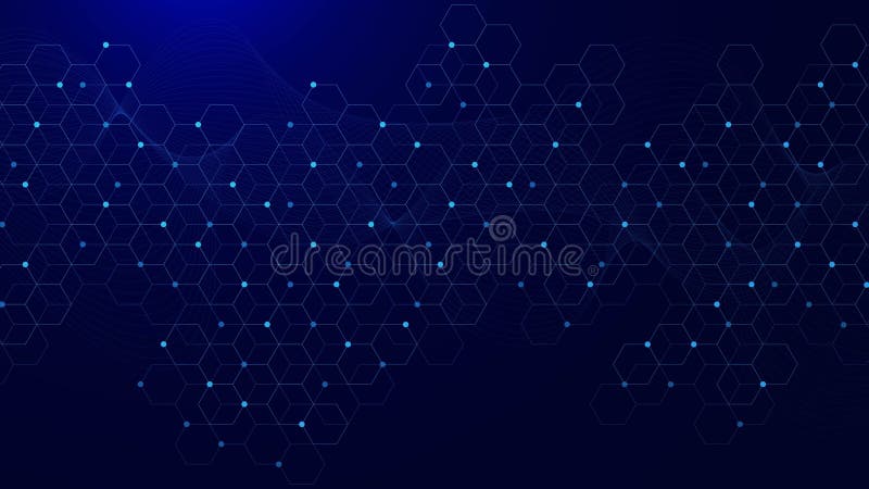 Abstract Geometric with Hexagon Pattern and Glowing Particles. Stock ...