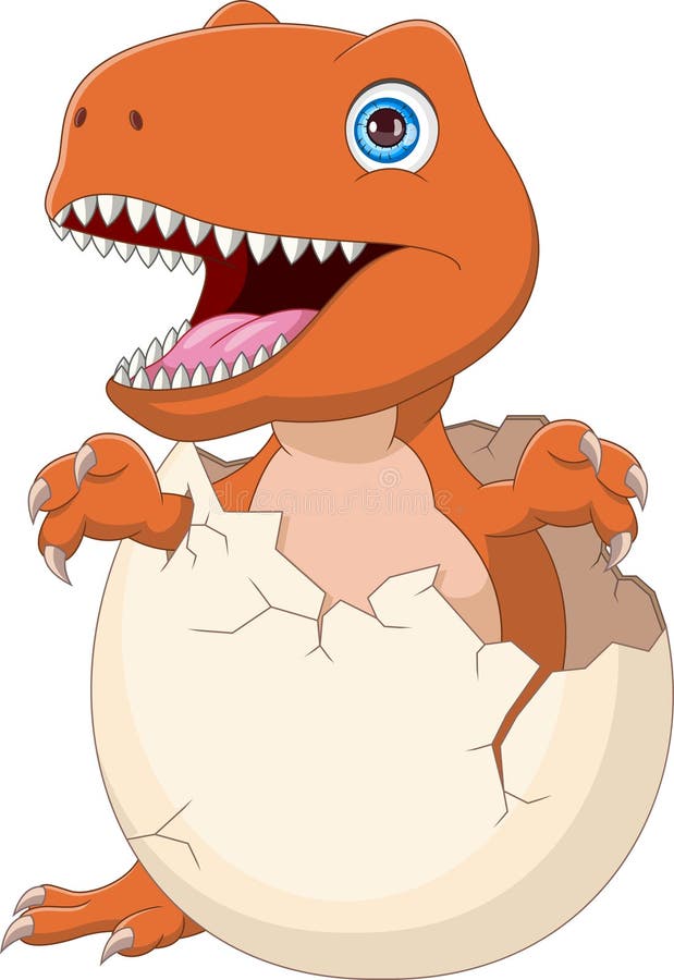 Cartoon Baby Dinosaur Hatching from Egg Stock Vector - Illustration of ...