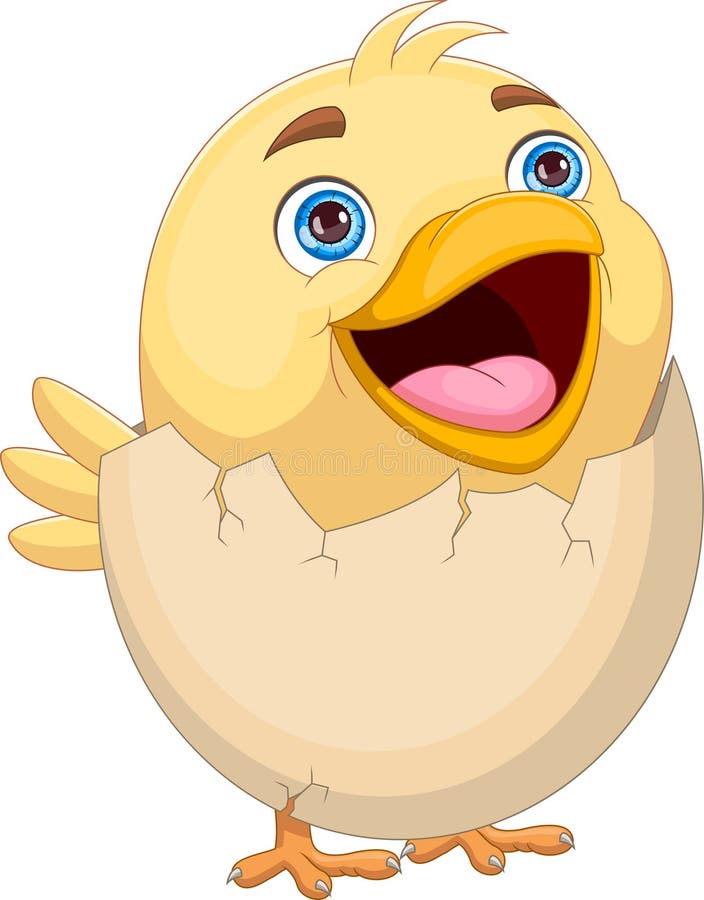 Cartoon Chick Hatching from Egg Stock Vector - Illustration of happy ...