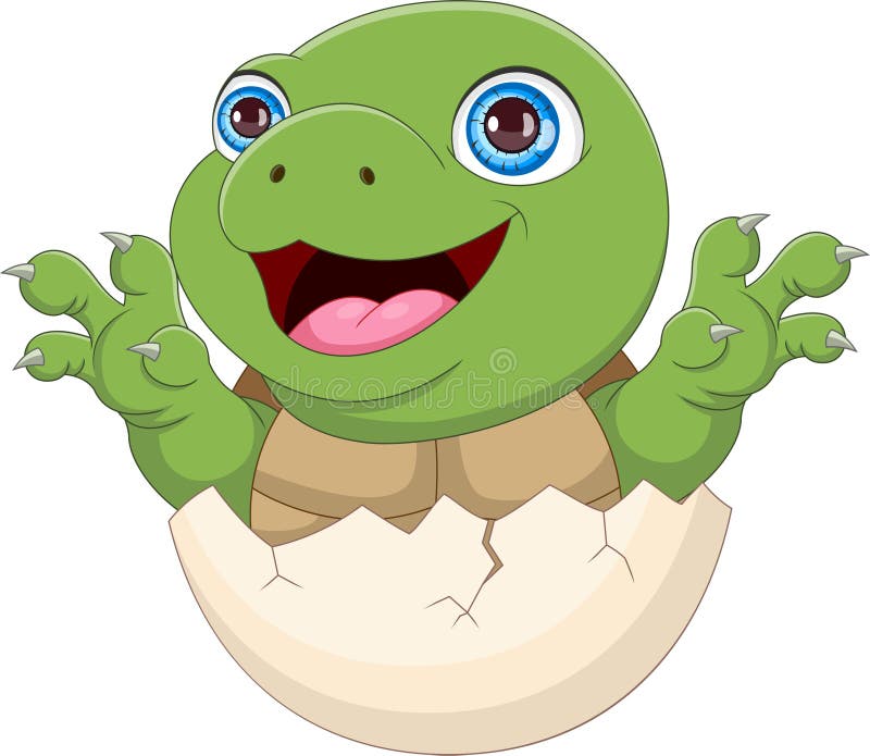 Cartoon Baby Turtle Hatching from Egg Stock Vector - Illustration of ...