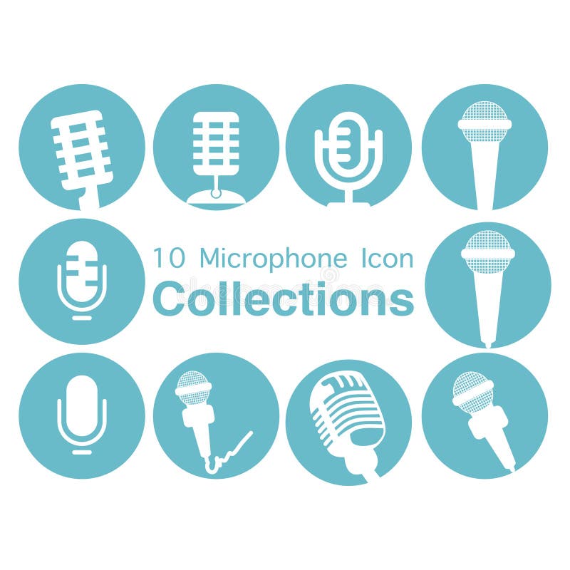 Microphone Icon Set. Collection of Various Microphone Icons. Press ...