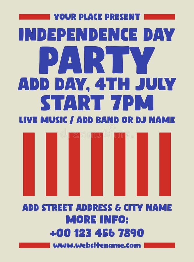 Independence Day Party Poster Flyer Social Media Post Stock Vector ...