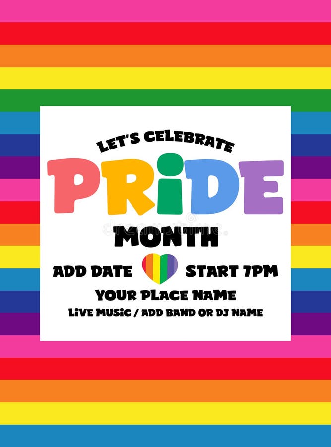 Pride Party Poster Flyer Social Media Post Design Stock Vector ...