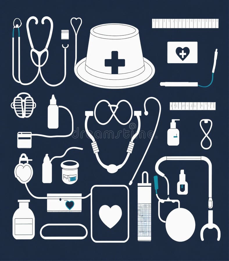 A White Collection of Medical Shapes Stock Illustration - Illustration ...