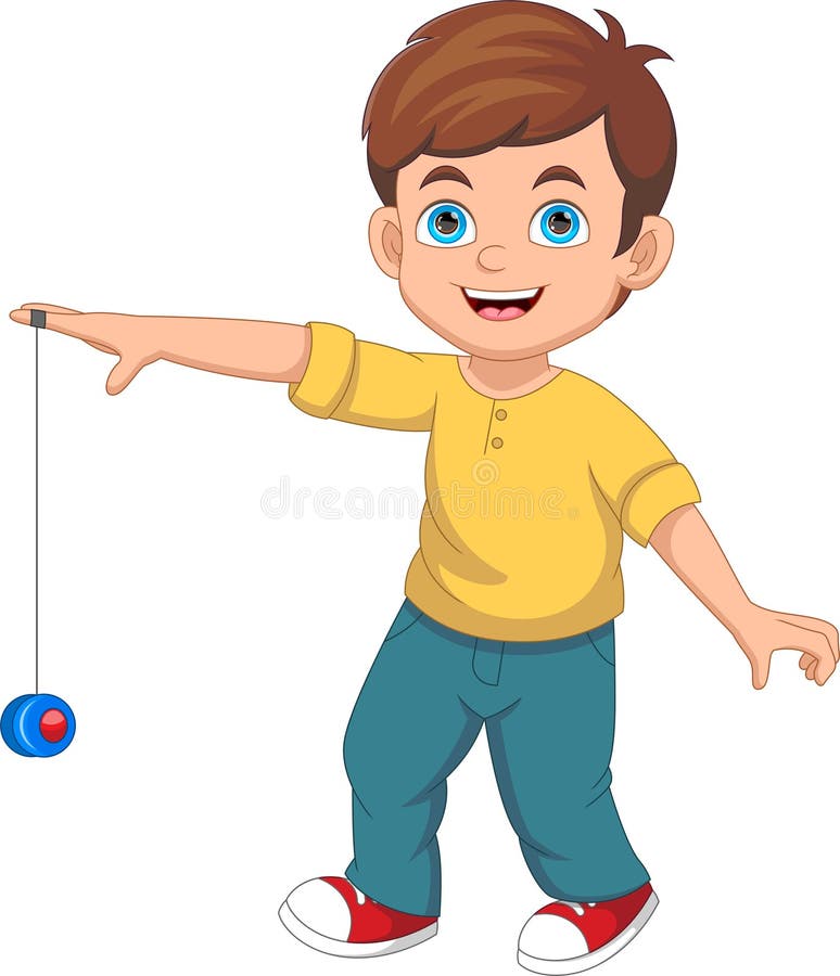 Little boy playing yo yo stock vector. Illustration of cheerful - 319180639