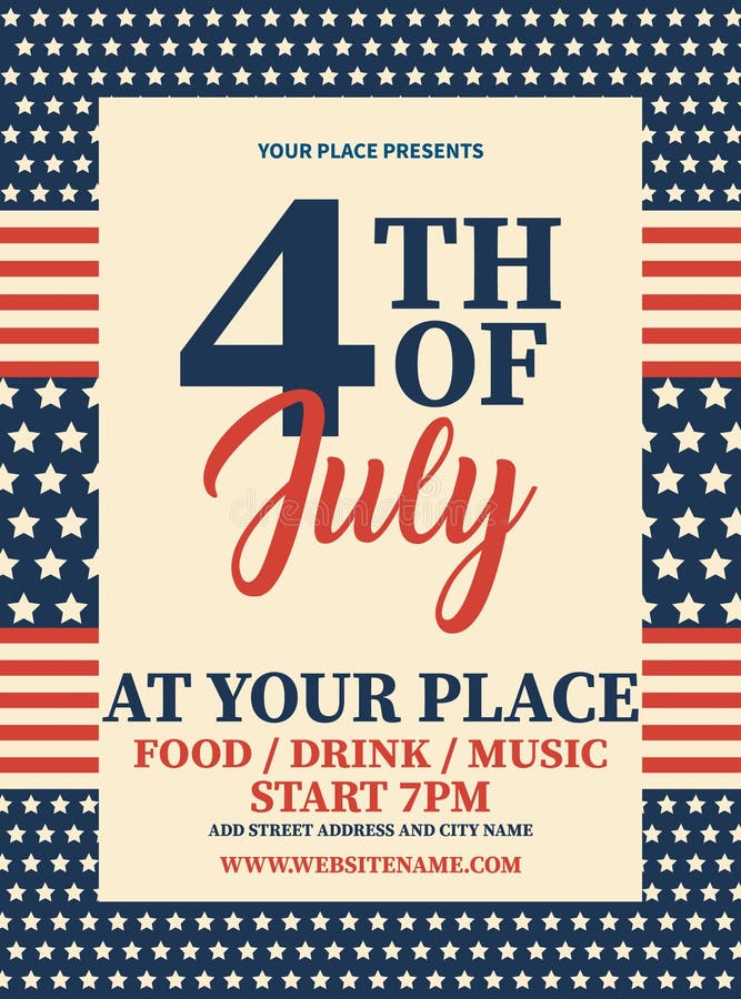 4th July Party Poster Flyer Social Media Post Design Stock Vector ...
