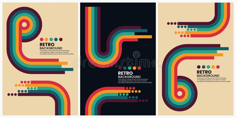 Vector Template Retro Vintage Illustration Colorfull Stock Vector ...