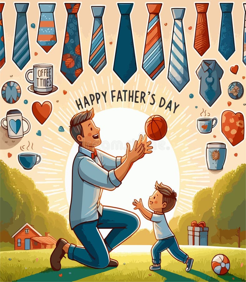 Happy Father S Day Vector Background Stock Vector - Illustration of ...