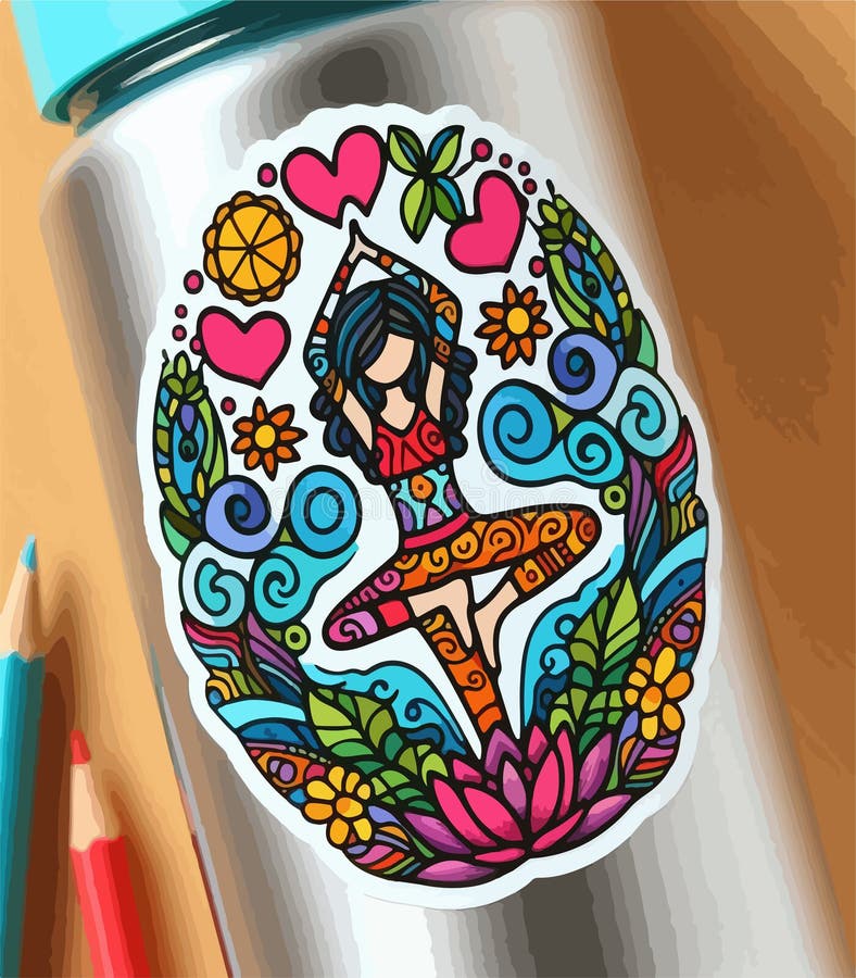 Yoga Creative Spiritual Colourful Sticker Stock Vector - Illustration ...