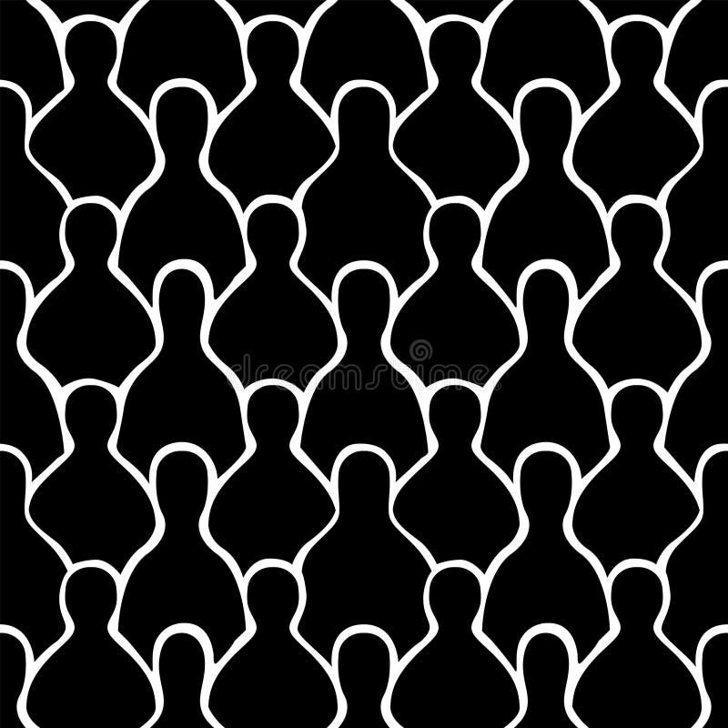 Black and White People Crowd Seamless Pattern Stock Vector ...