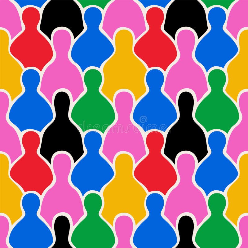 Colorful Diverse People Crowd Abstract Art Seamless Pattern Stock ...