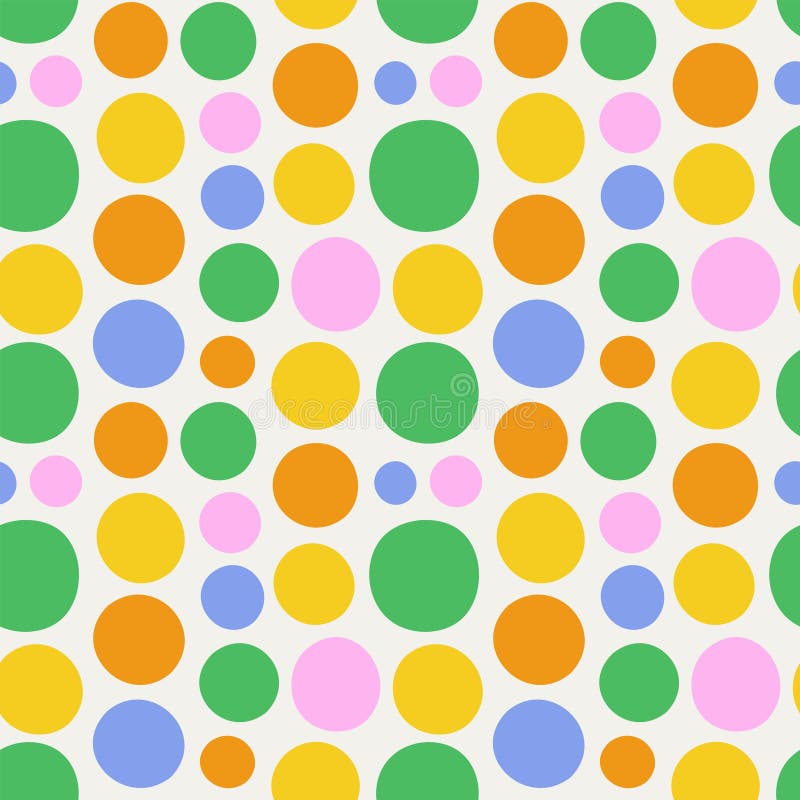 Fun Colorful Circle Doodle Seamless Pattern Stock Vector - Illustration ...