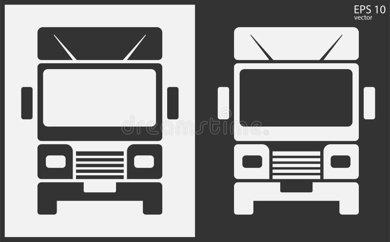 Truck Icon Front View. Black on White Background. Vector Icon Stock ...