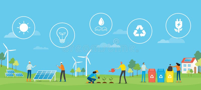 Flat Vector Design Environmental Sustainability Design Concept Stock ...