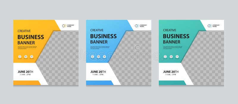 Set of Editable Square Business Web Banner Design Template. Background ...