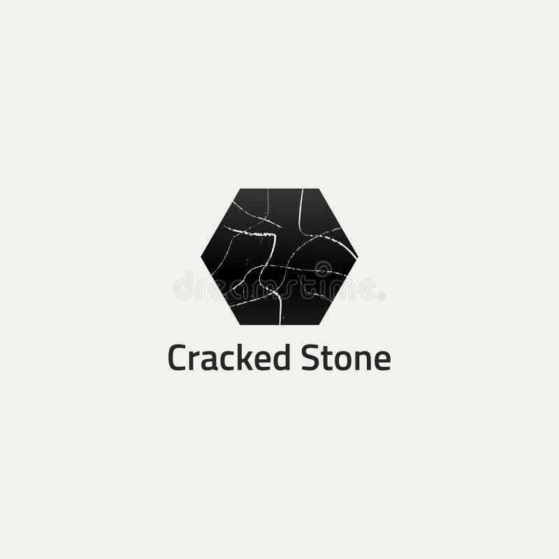 Cracked Hexagon Shaped Rock Logo. Stock Vector - Illustration of ...