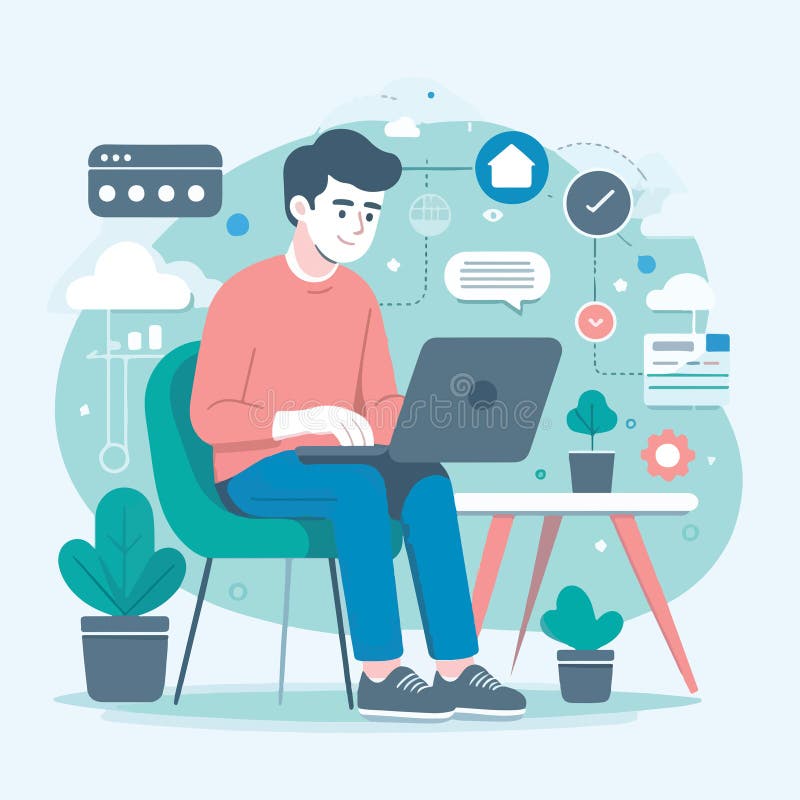 Man work stock vector. Illustration of desktop, education - 321499887